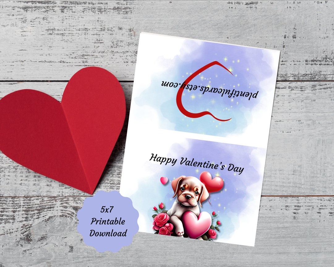 5x7 Printable Happy Valentine's Day Card | Dog Valentines Toys | Blank ...