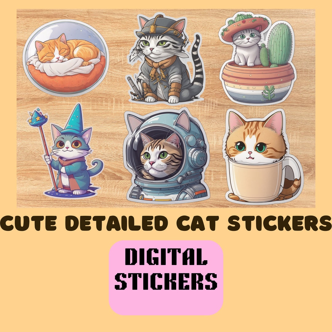 Digital Cat Stickers/prints | High Quality Digital Stickers | Detailed ...