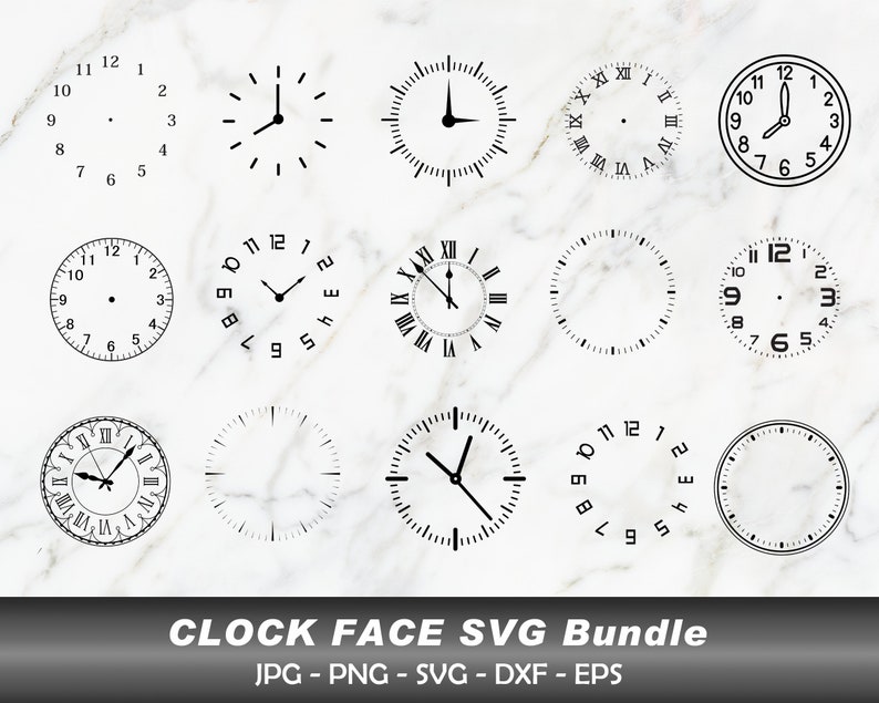 Clock Face SVG Bundle, Clock Svg, Clock Face Clipart Bundle Cut Files ...