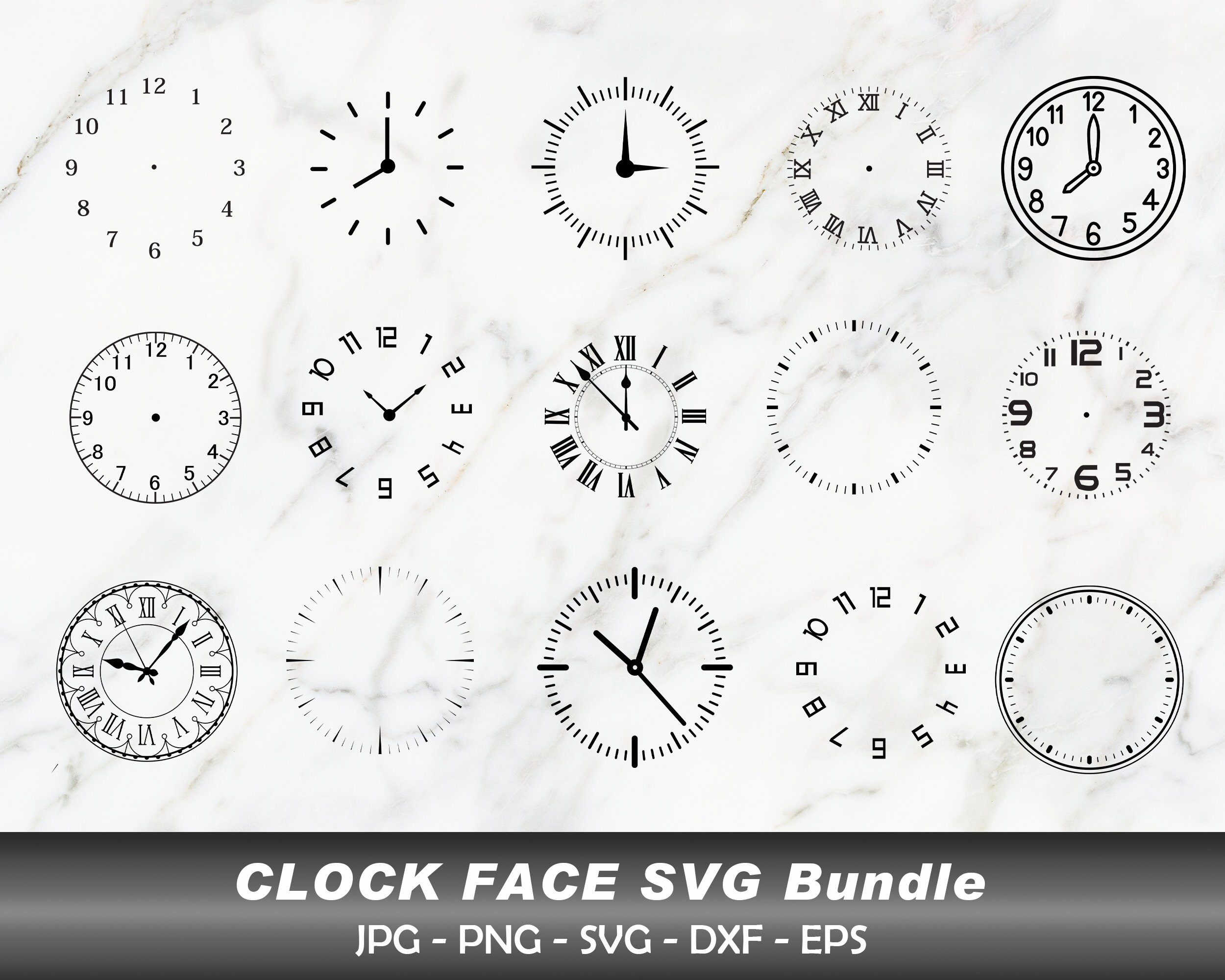 Clock Face SVG Bundle, Clock Svg, Clock Face Clipart Bundle Cut Files ...