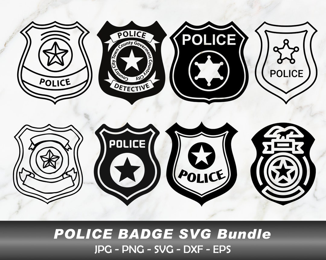 Police Badge Svg Bundle, American Police Badge Outline Svg Png ...