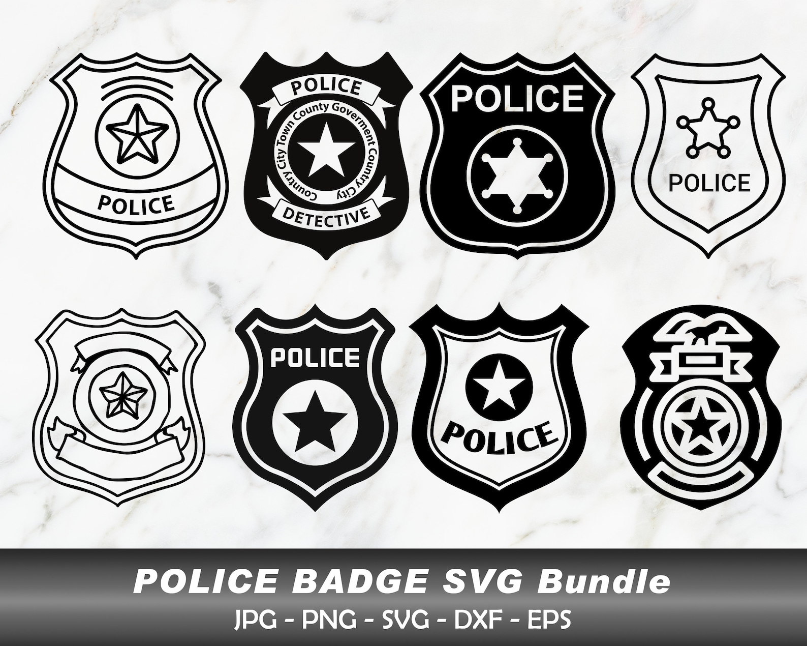 Police Badge Svg Bundle, American Police Badge Outline Svg Png ...