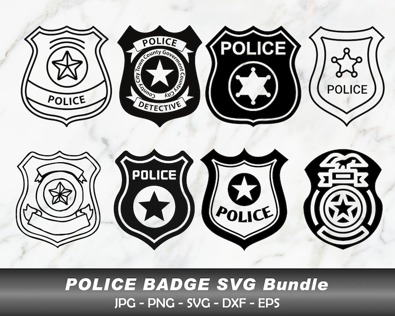 Police Badge Svg Bundle, American Police Badge Outline Svg Png ...
