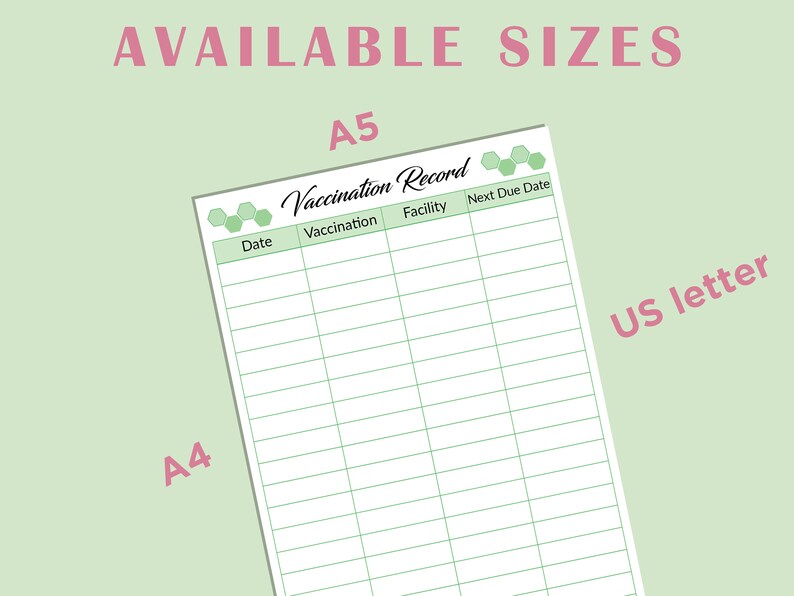 Vaccination Record Tracker, Keep Your Immunization History Organized ...