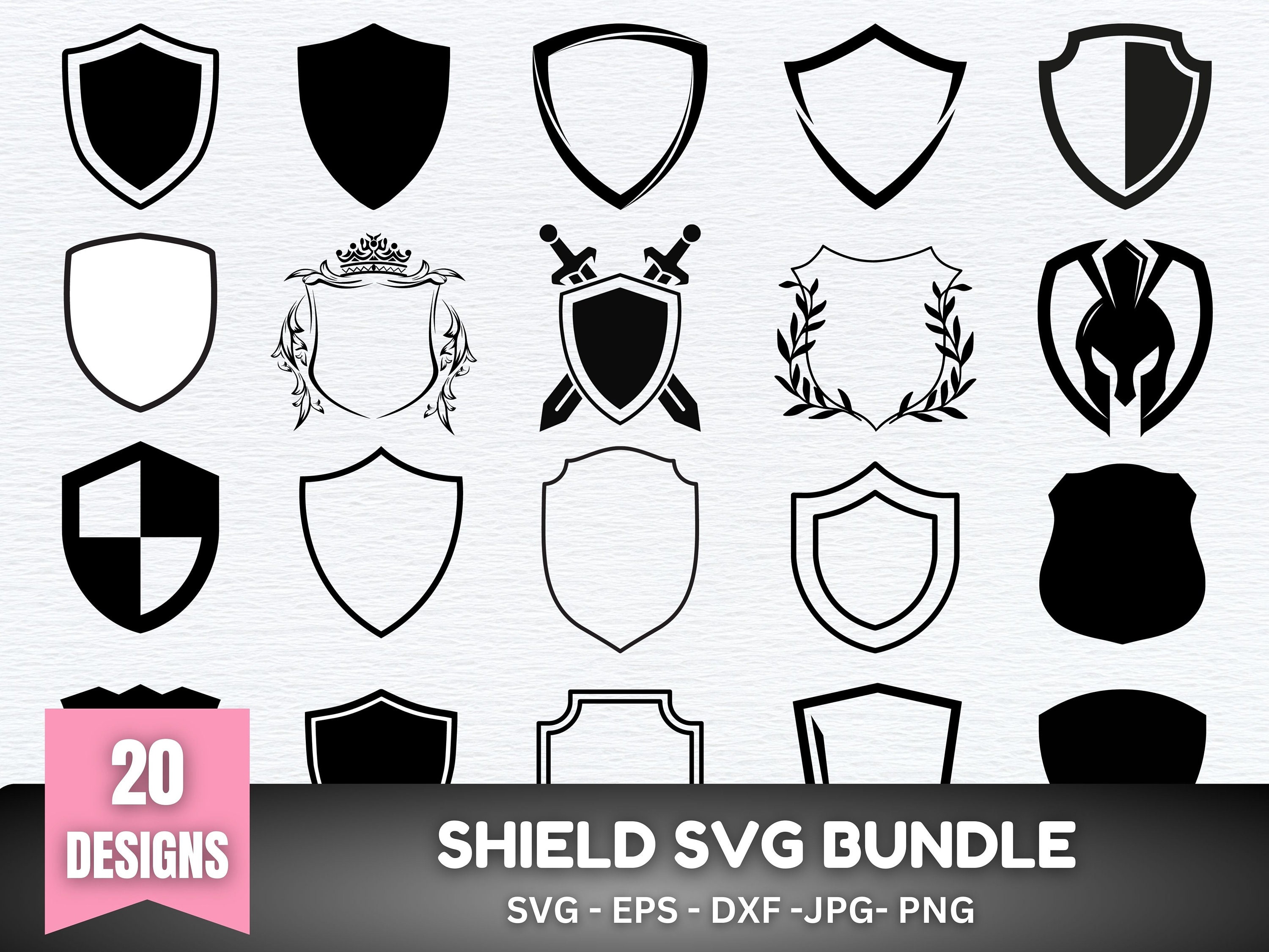 Shield SVG Bundle, Shield PNG Bundle, Shield Clipart, Shield SVG Cut ...
