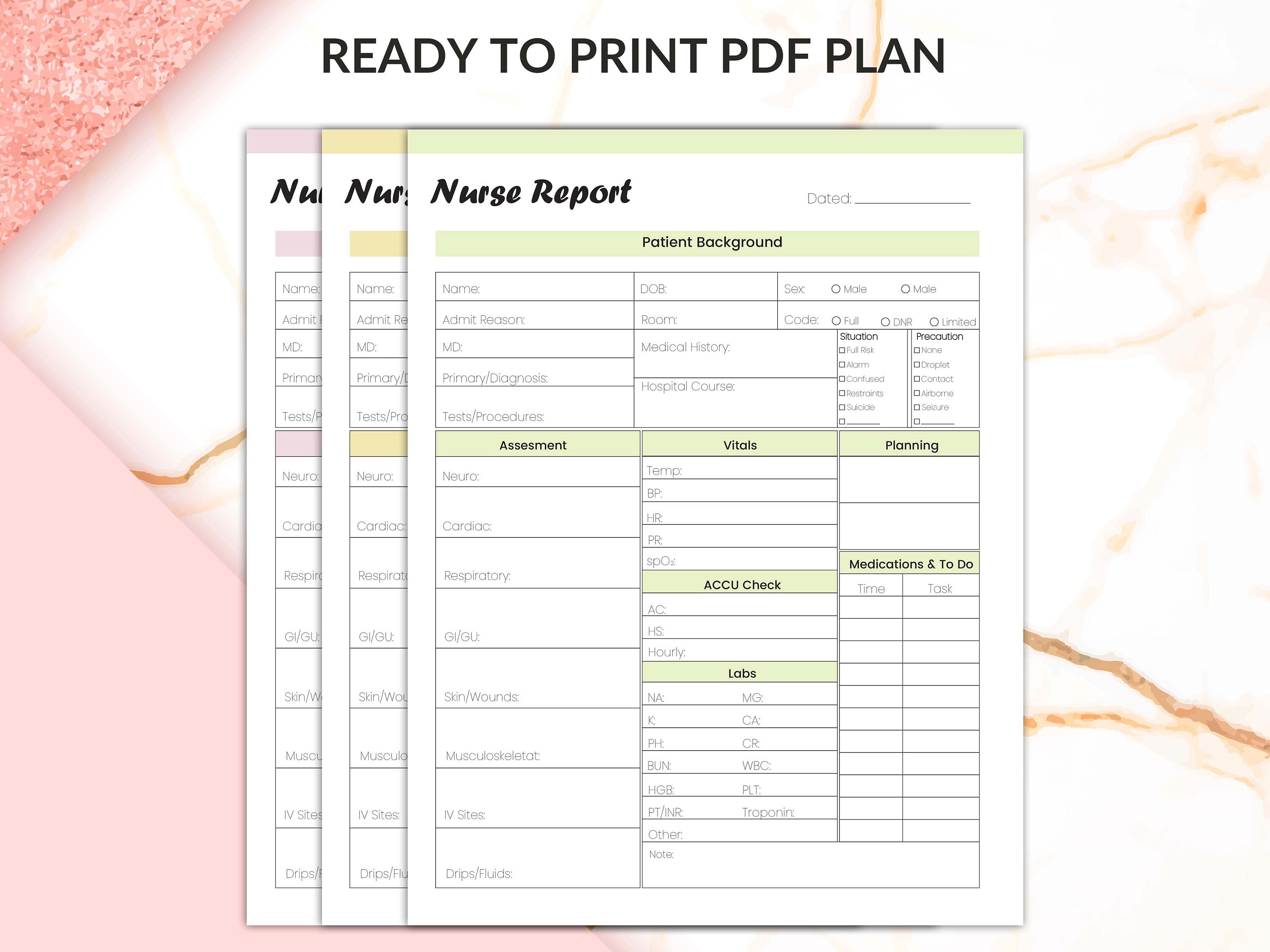 Printable Nurse Report Sheet, Efficient Patient Care Documentation ...