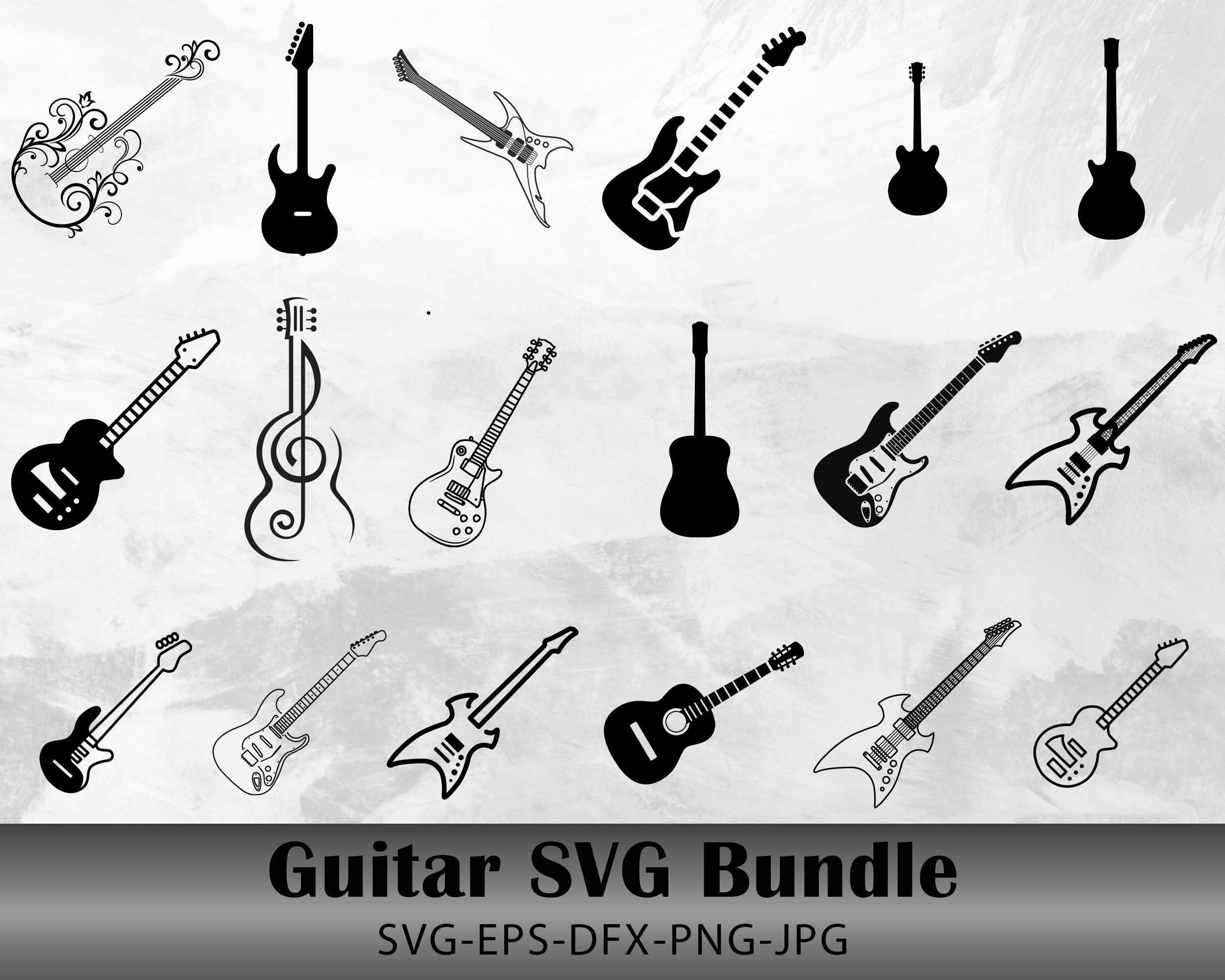 Guitar SVG Bundle, Guitar Note Svg, Guitar Clipart, Music Svg, Electric ...