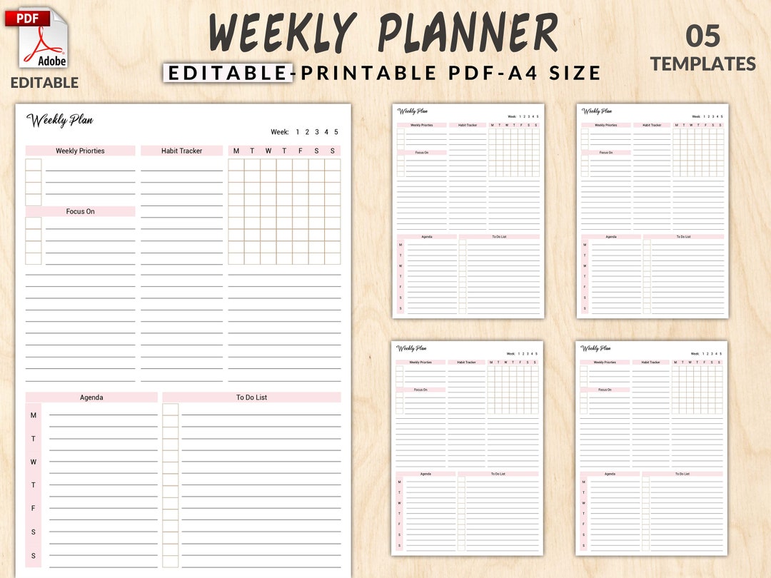 Simplify Your Schedule With Our Weekly Planner, Editable Weekly Planner ...