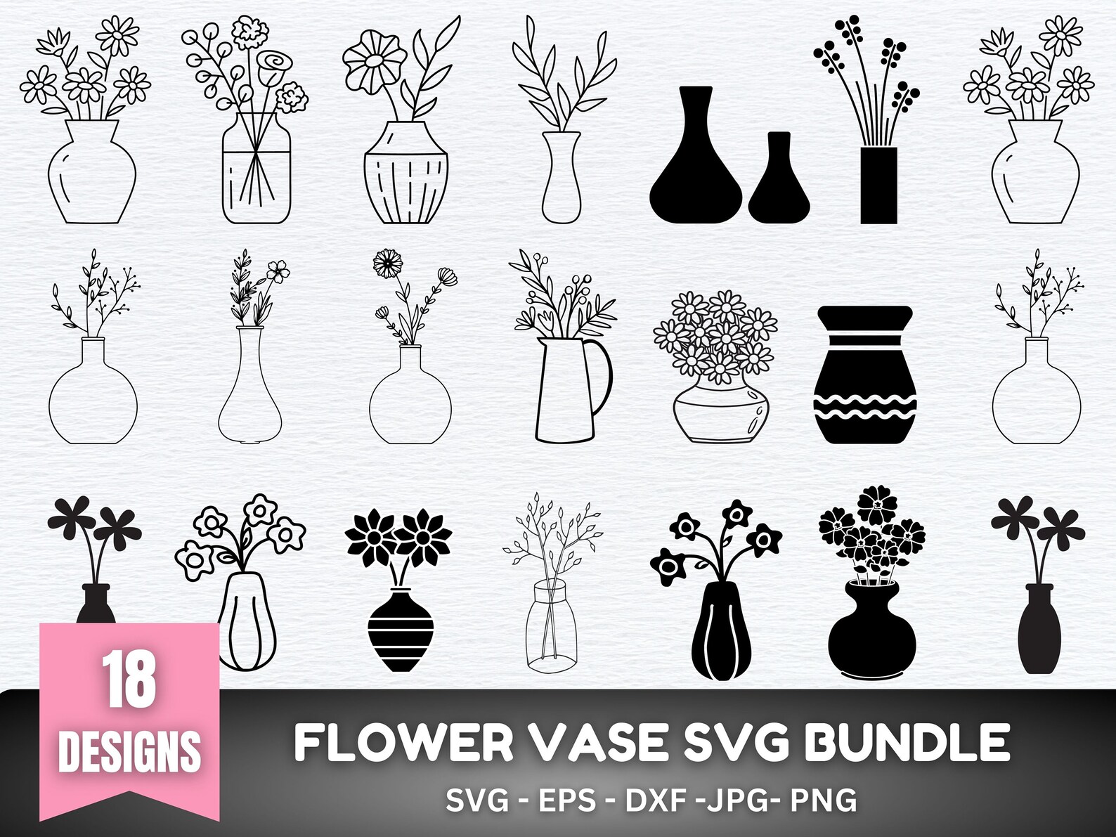 Flower Vase SVG File, Flower SVG Files, Flower Cut Files, Floral Vase ...