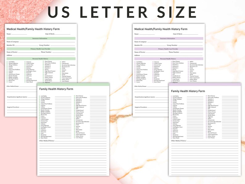 Medical Health History Form, Comprehensive Health Record, Family ...