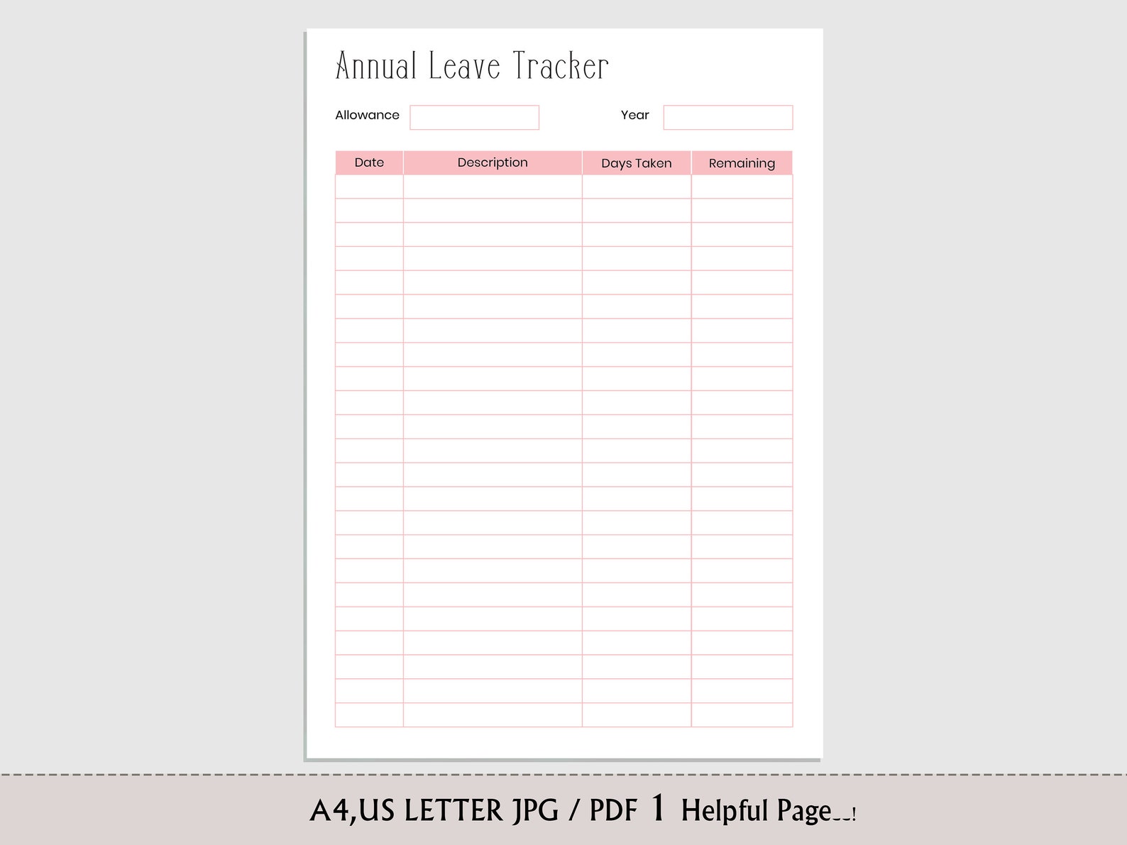 Streamlined Annual Leave Tracker, Effortlessly Manage Time Off, Annual ...