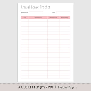 Streamlined Annual Leave Tracker, Effortlessly Manage Time Off, Annual ...