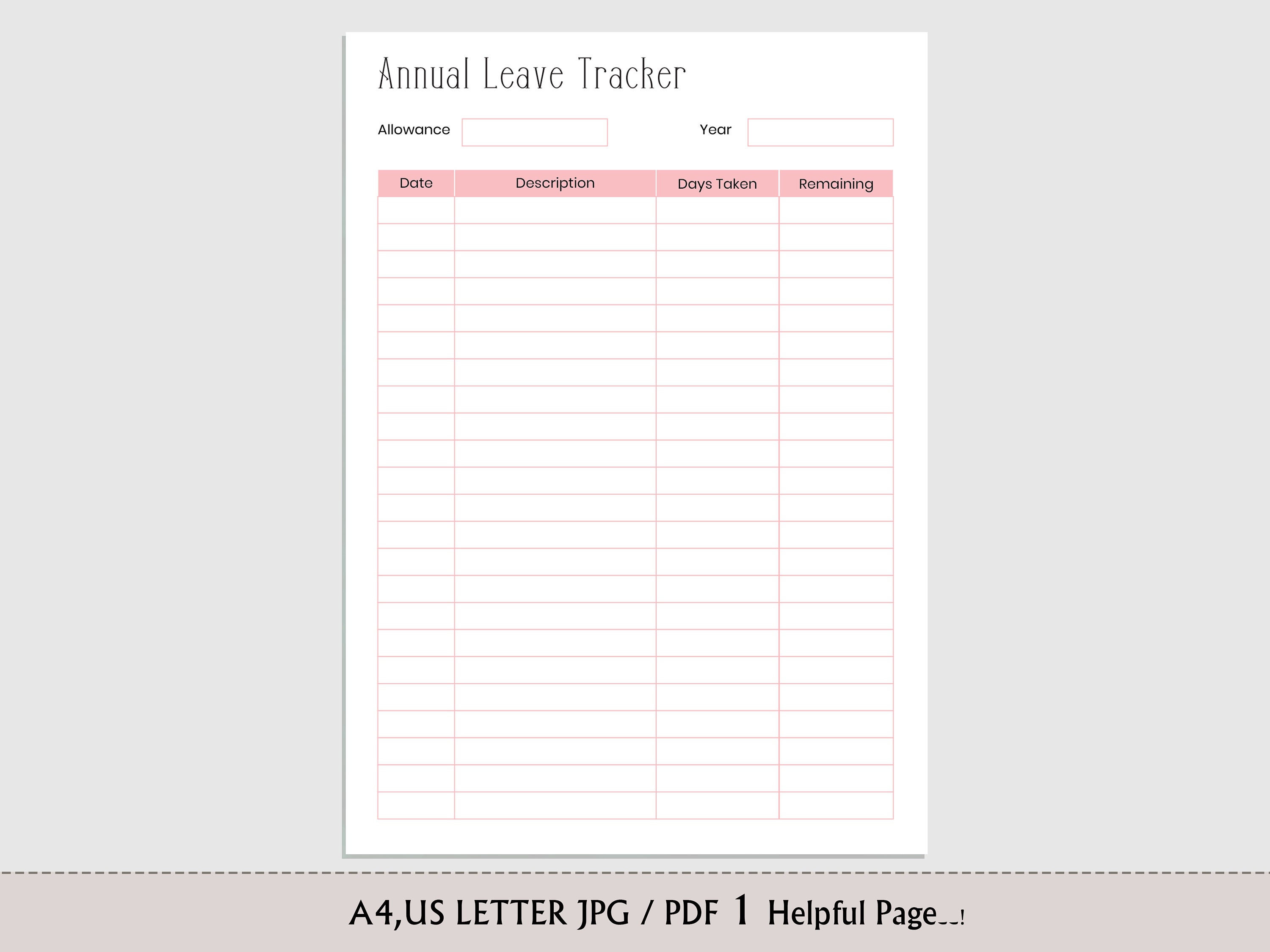 Streamlined Annual Leave Tracker, Effortlessly Manage Time Off, Annual ...