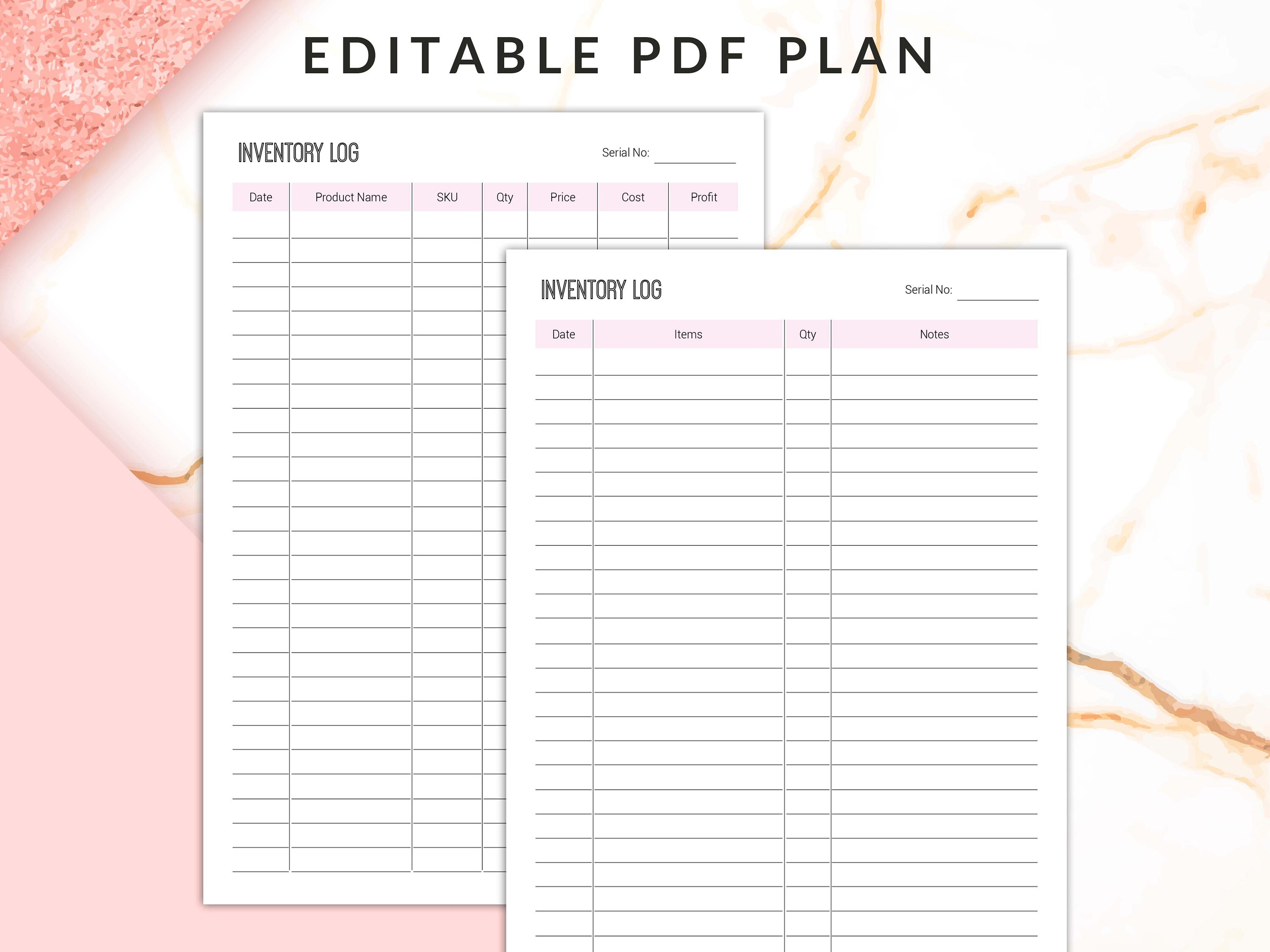 Editable Inventory Log, Inventory Tracker, Product Inventory, Inventory ...