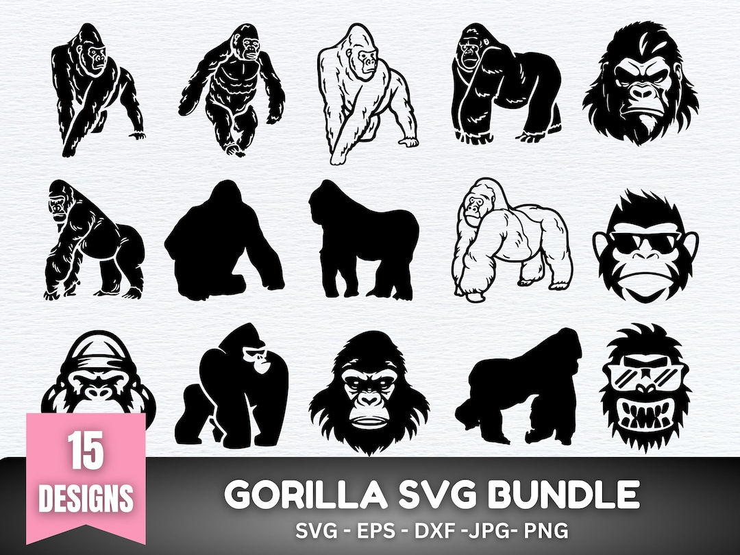 Gorilla SVG Bundle, Gorilla PNG Bundle, Gorilla Clipart, Monkey Svg ...