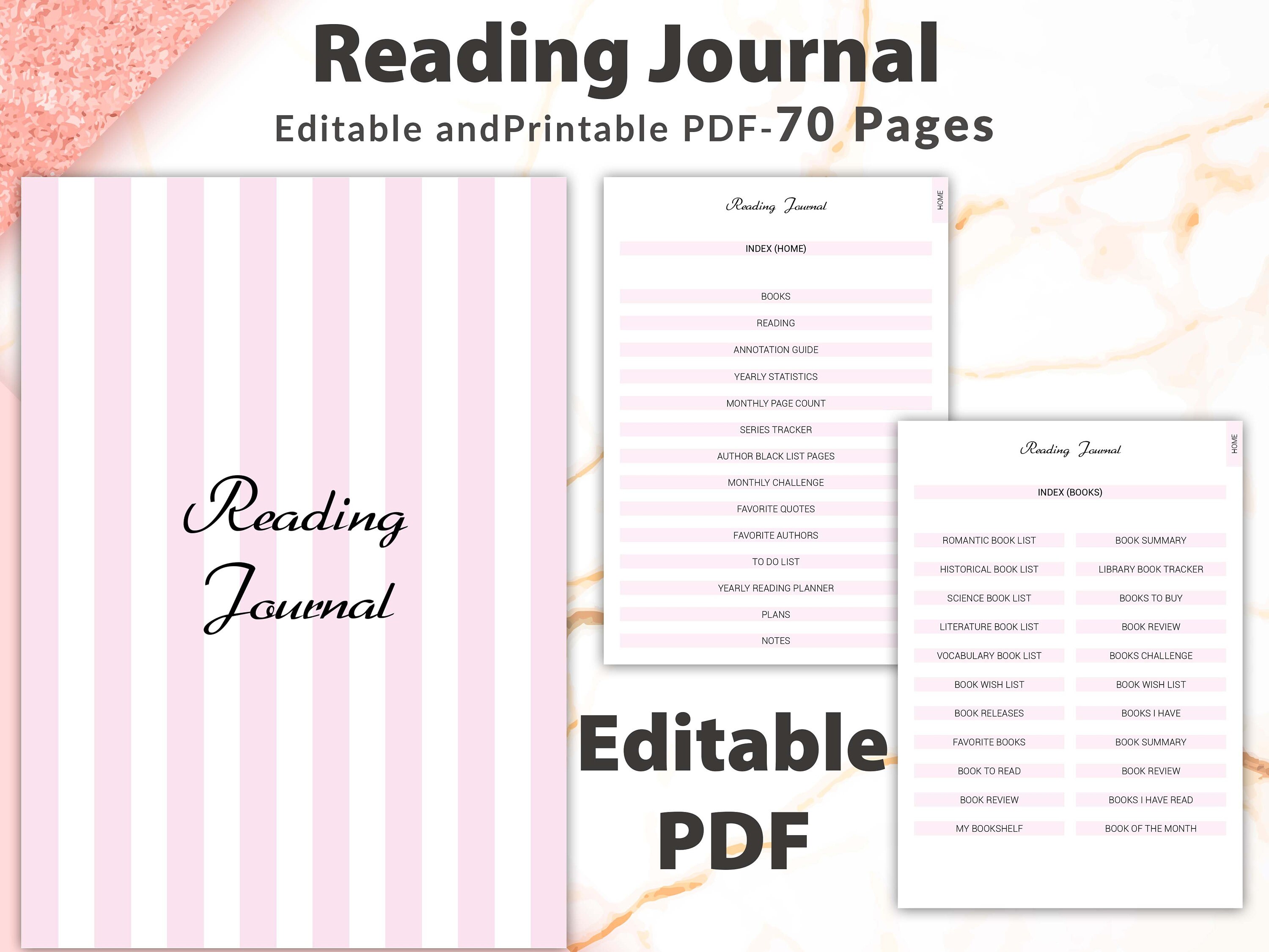 Capture Your Literary Journey, Reading Journal Template, Reading ...