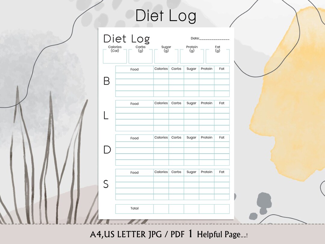 Track Your Journey to Health and Wellness, Diet Log, Diet Tracker ...