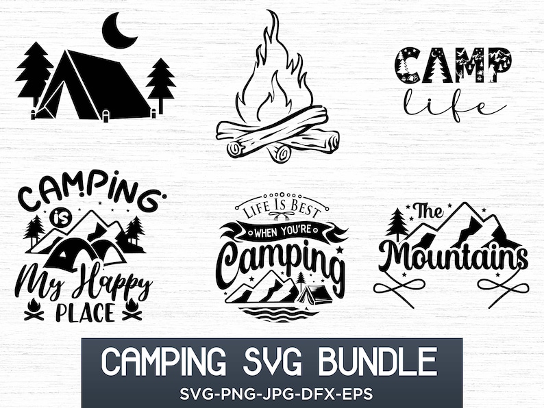 Camping SVG Bundle, Camp Life Svg, Camp SVG, Camper Svg, Campfire Svg ...