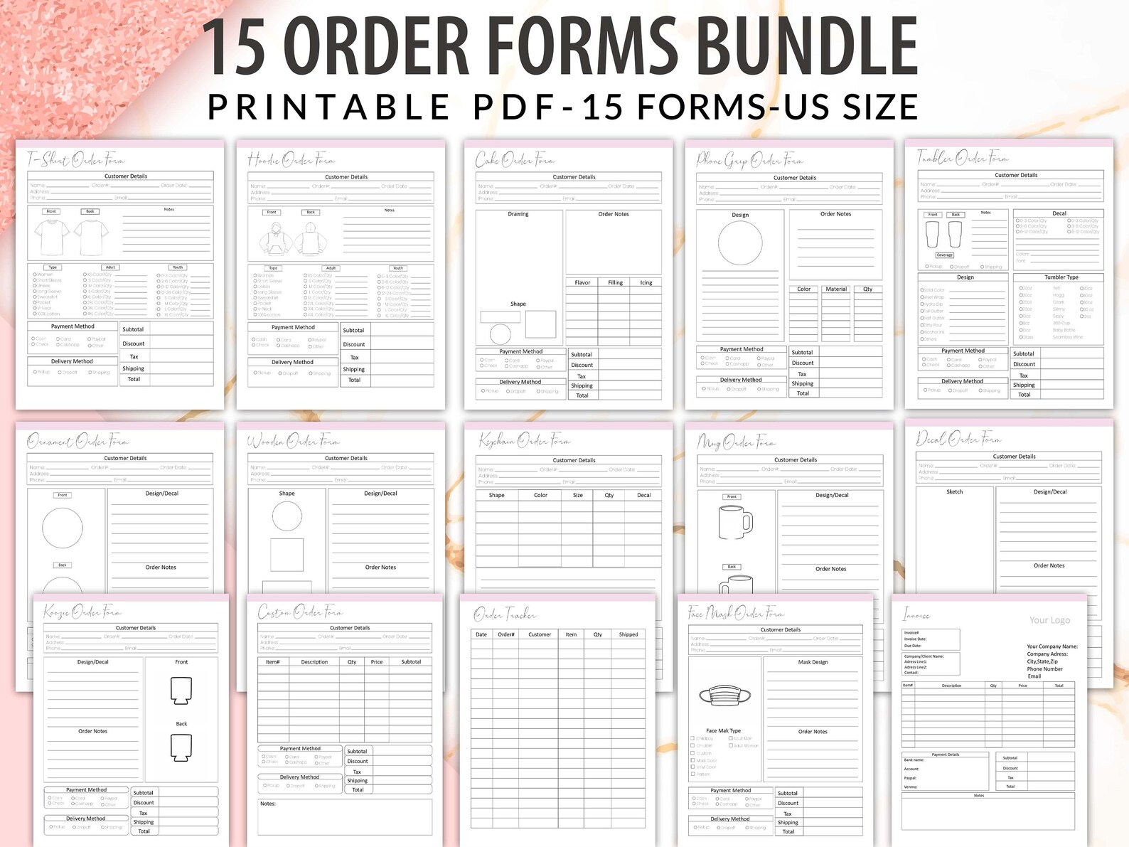 15 Printable Order Forms Bundle, Efficient Order Forms Bundle, Simplify ...