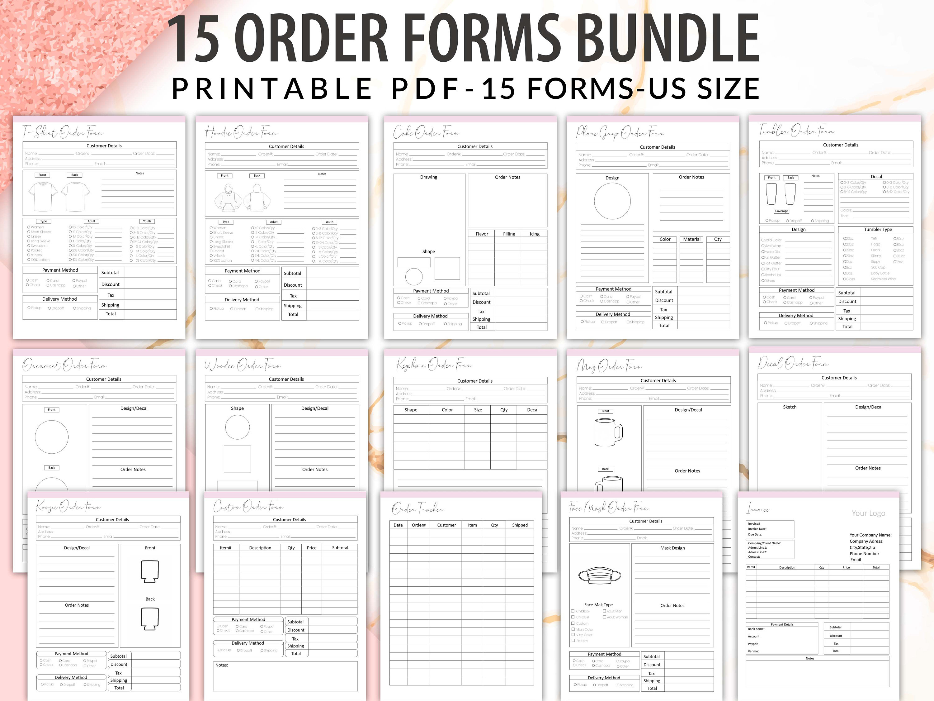 15 Printable Order Forms Bundle, Efficient Order Forms Bundle, Simplify ...