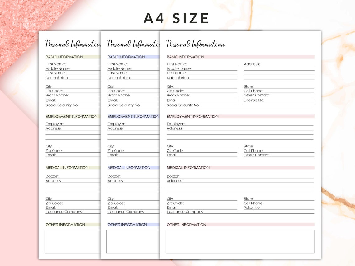 Personal Information Form, Secure Data Collection, Editable Personal ...