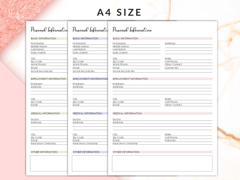 Personal Information Form, Secure Data Collection, Editable Personal ...