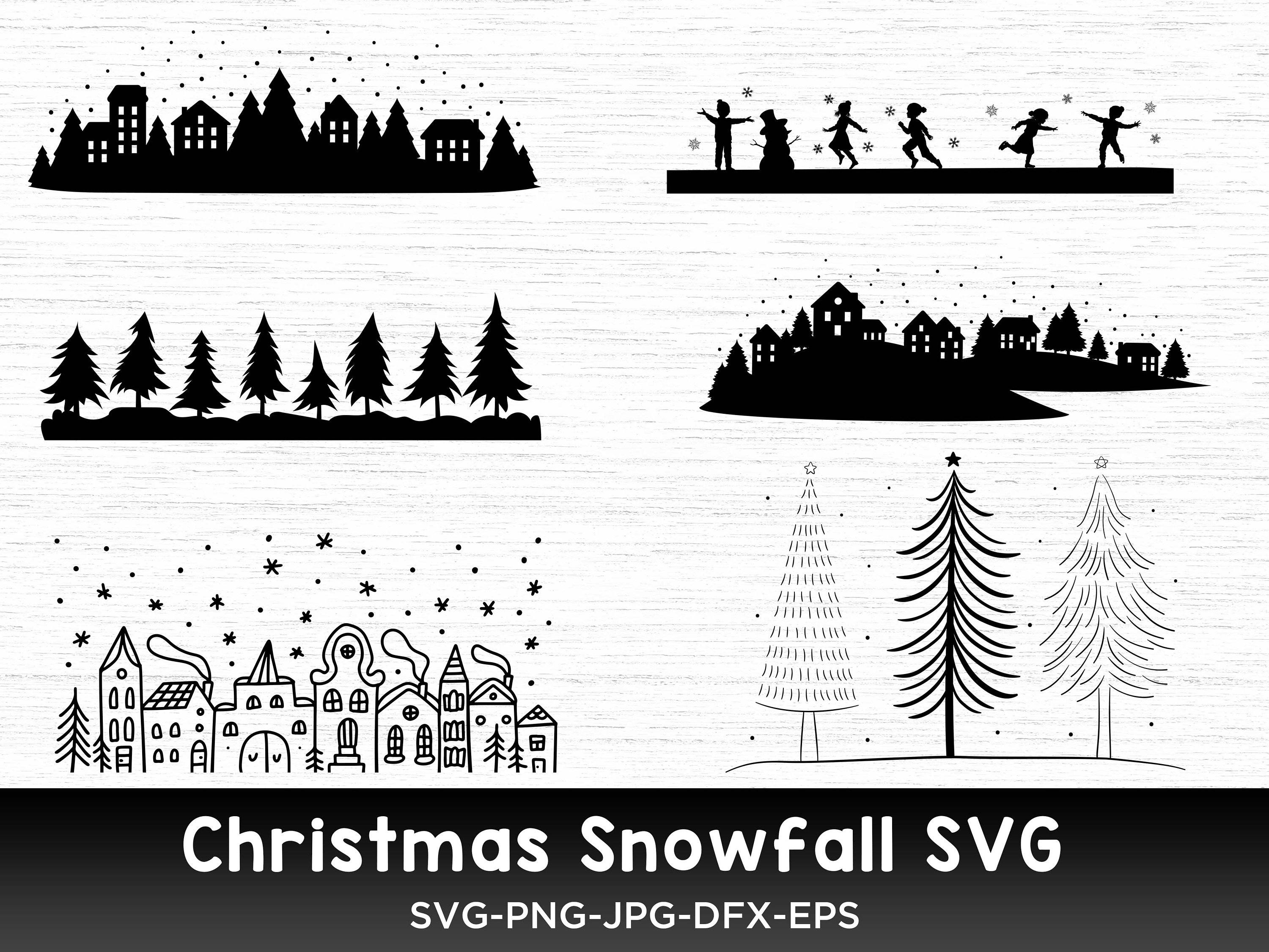 Christmas Scene Svg, Falling Snow Svg Bundle, Holidays, New Years ...