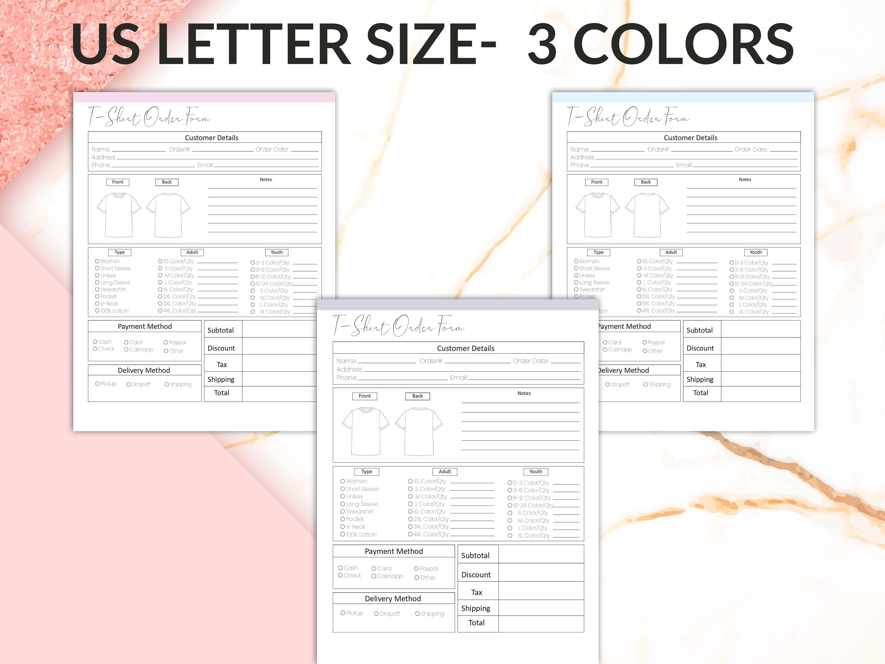 3 Colors Order Forms Bundle, Efficient Order Forms Bundle, Simplify ...