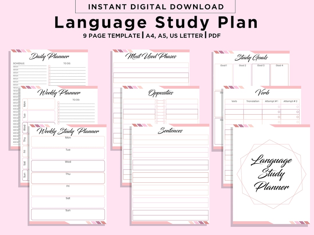 Language Learning Journey, Language Learning Planner, Notebook Study ...