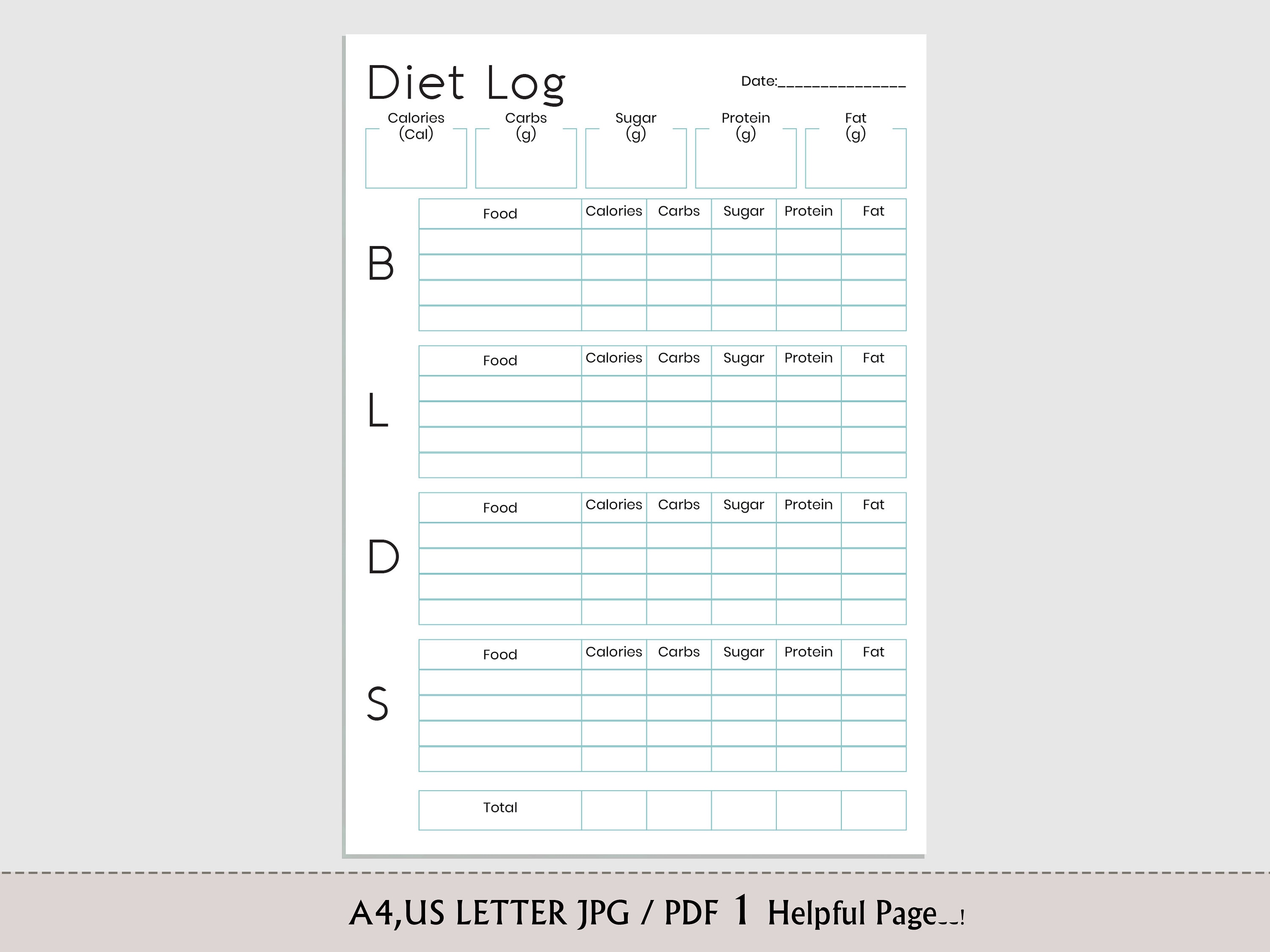 Track Your Journey to Health and Wellness, Diet Log, Diet Tracker ...