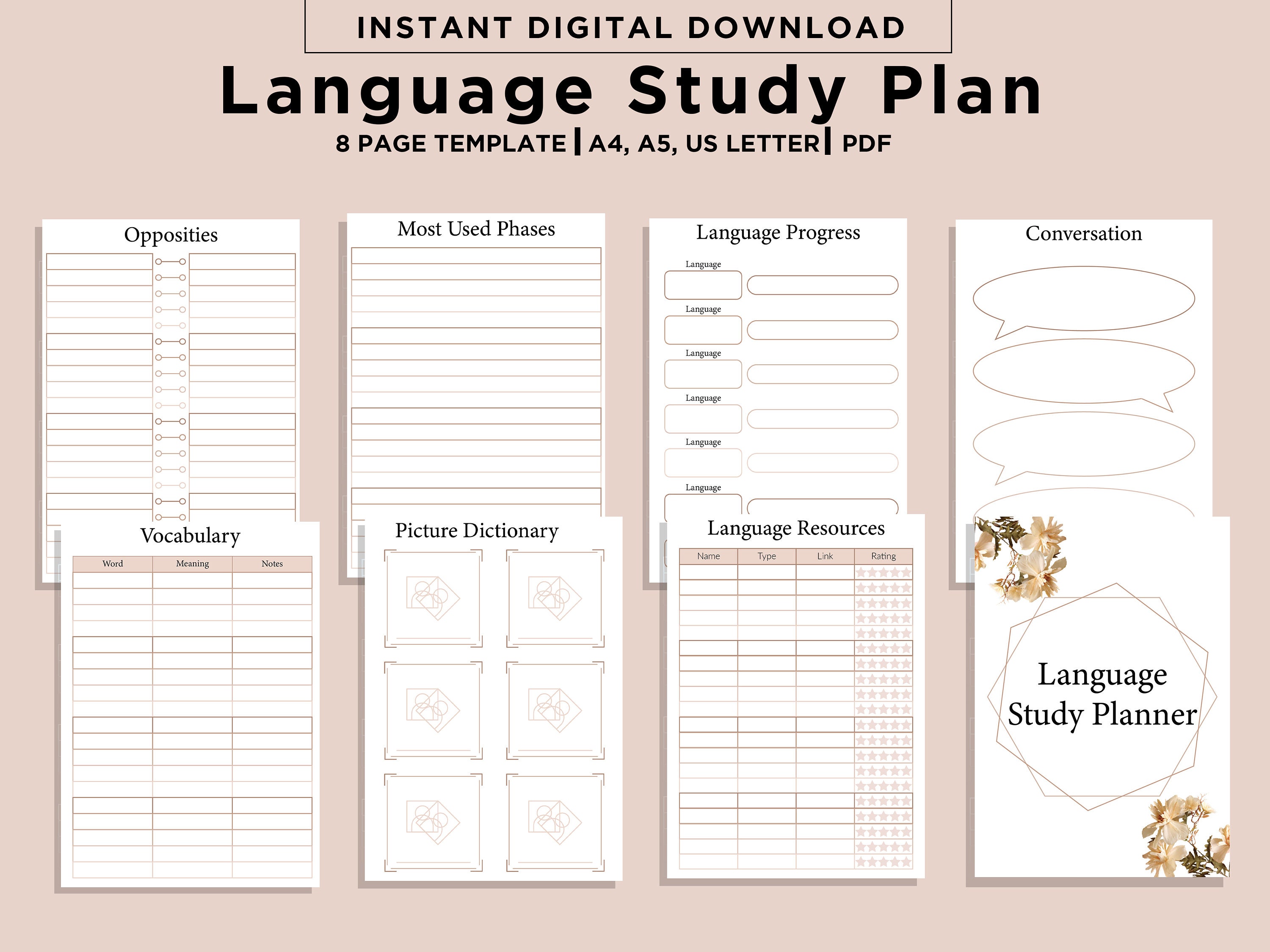 Elevate Your Language Learning Journey, Language Learning Planner ...