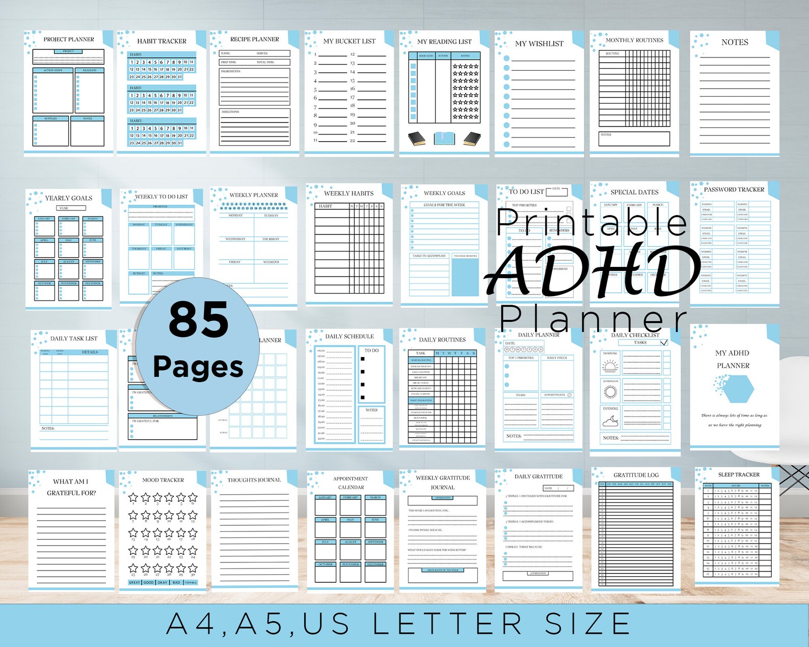 ADHD Planner Adult, ADHD Planner, ADHD Journal, Printable Adhd Planner ...