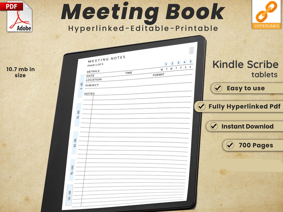 Kindle Scribe Meeting Book, Kindle Scribe Planner, Kindle Scribe ...