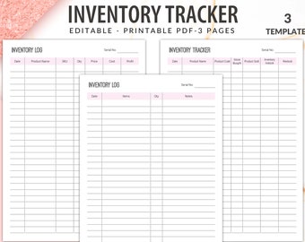 Comprehensive Editable Inventory Log, Inventory Tracker, Product ...