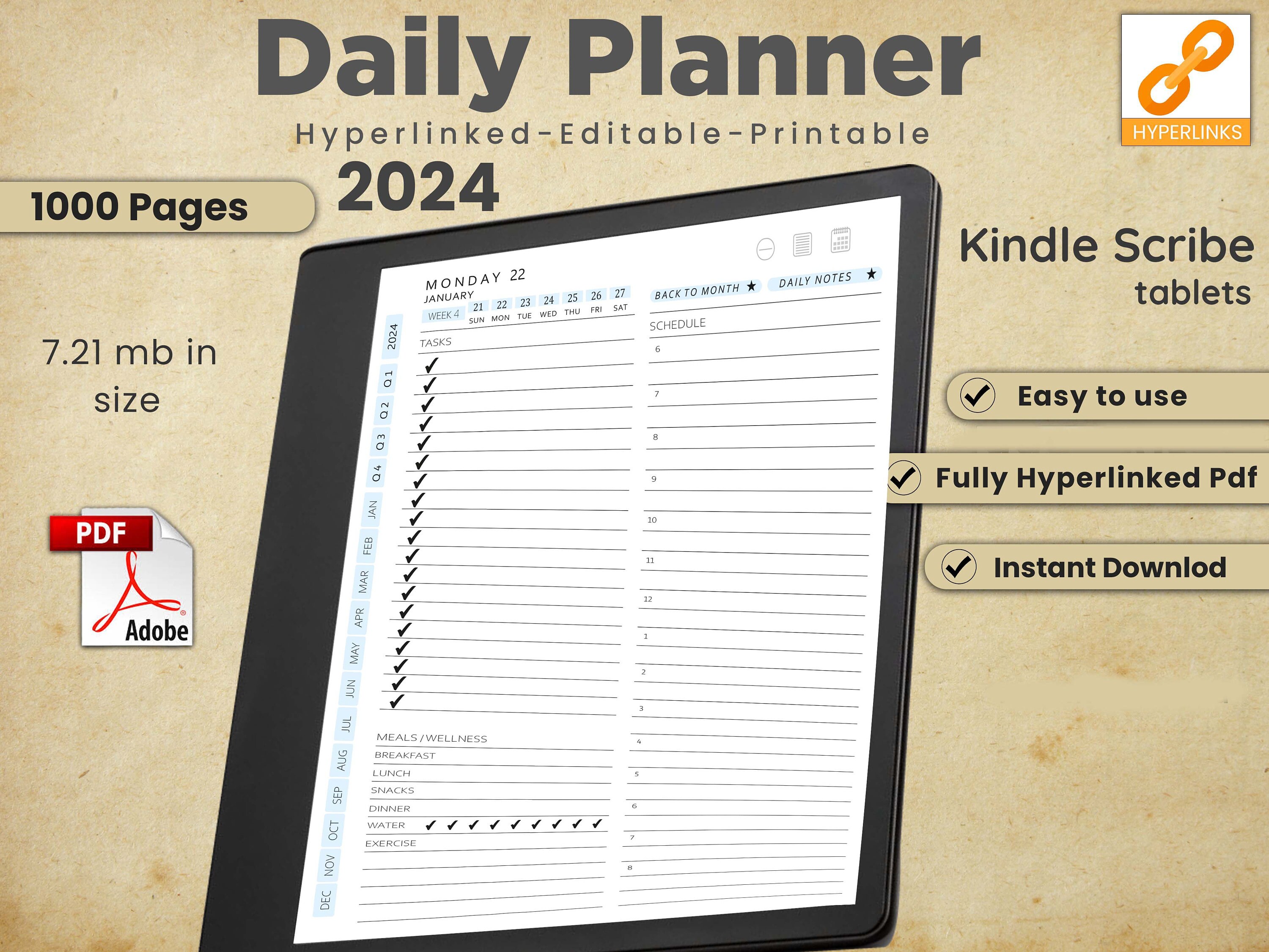 Kindle Scribe Daily Planner Bundle, Kindle Scribe Template, Kindle ...