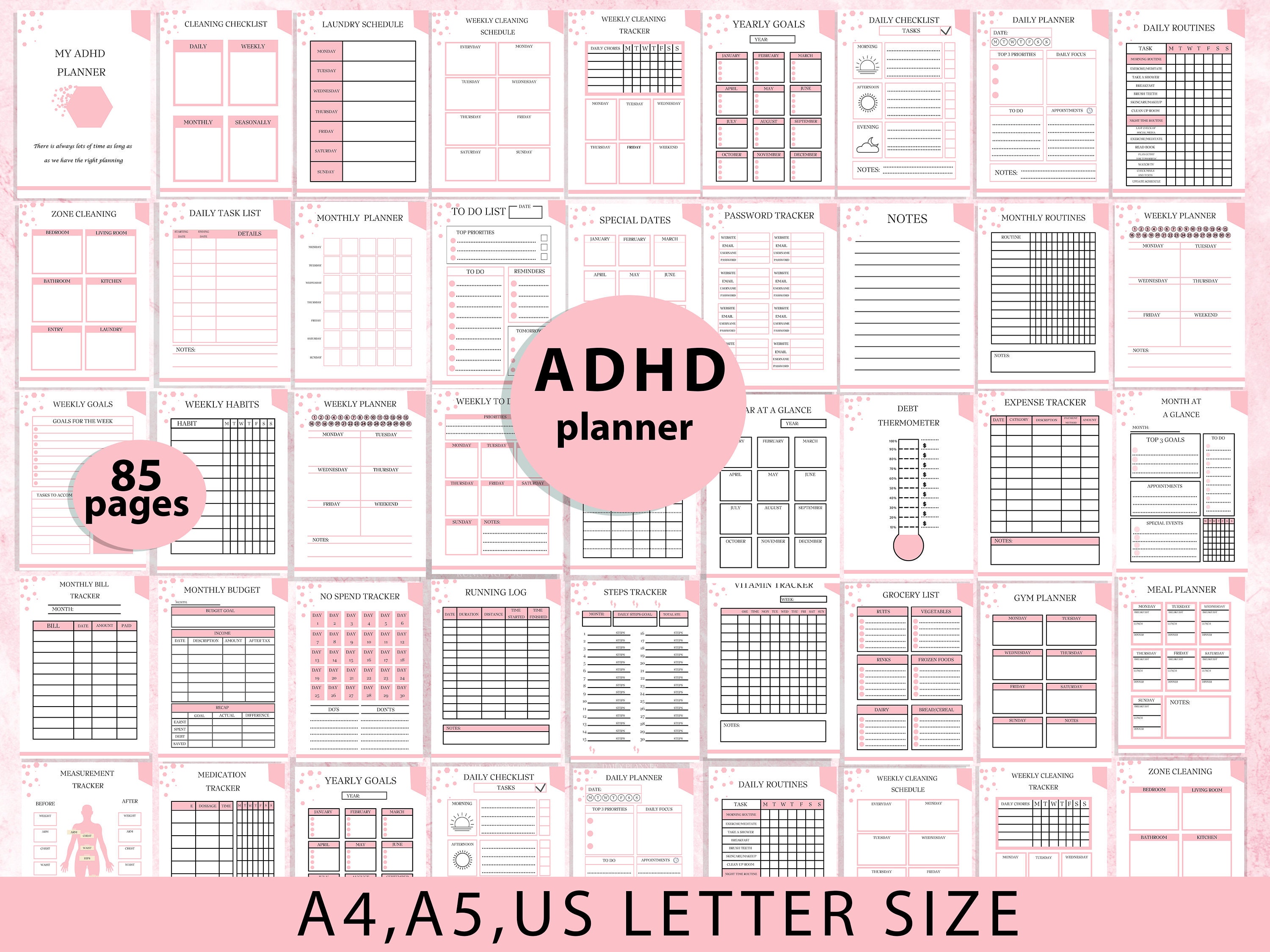 ADHD Planner Adult, ADHD Planner, ADHD Journal, Printable Adhd Planner ...