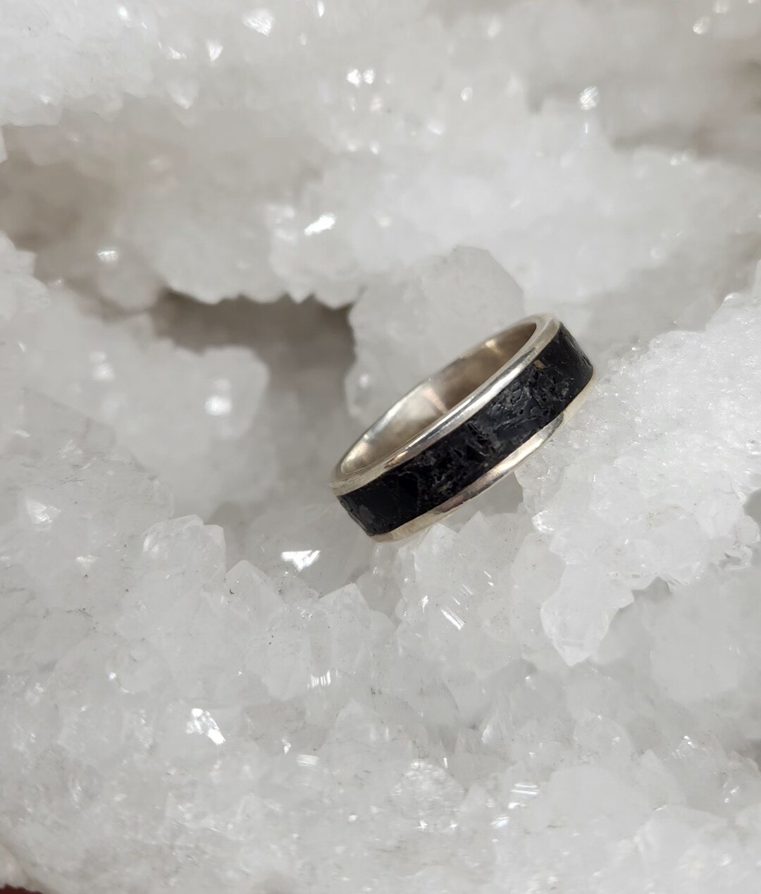 Black Tourmaline Inlay Ring - Etsy