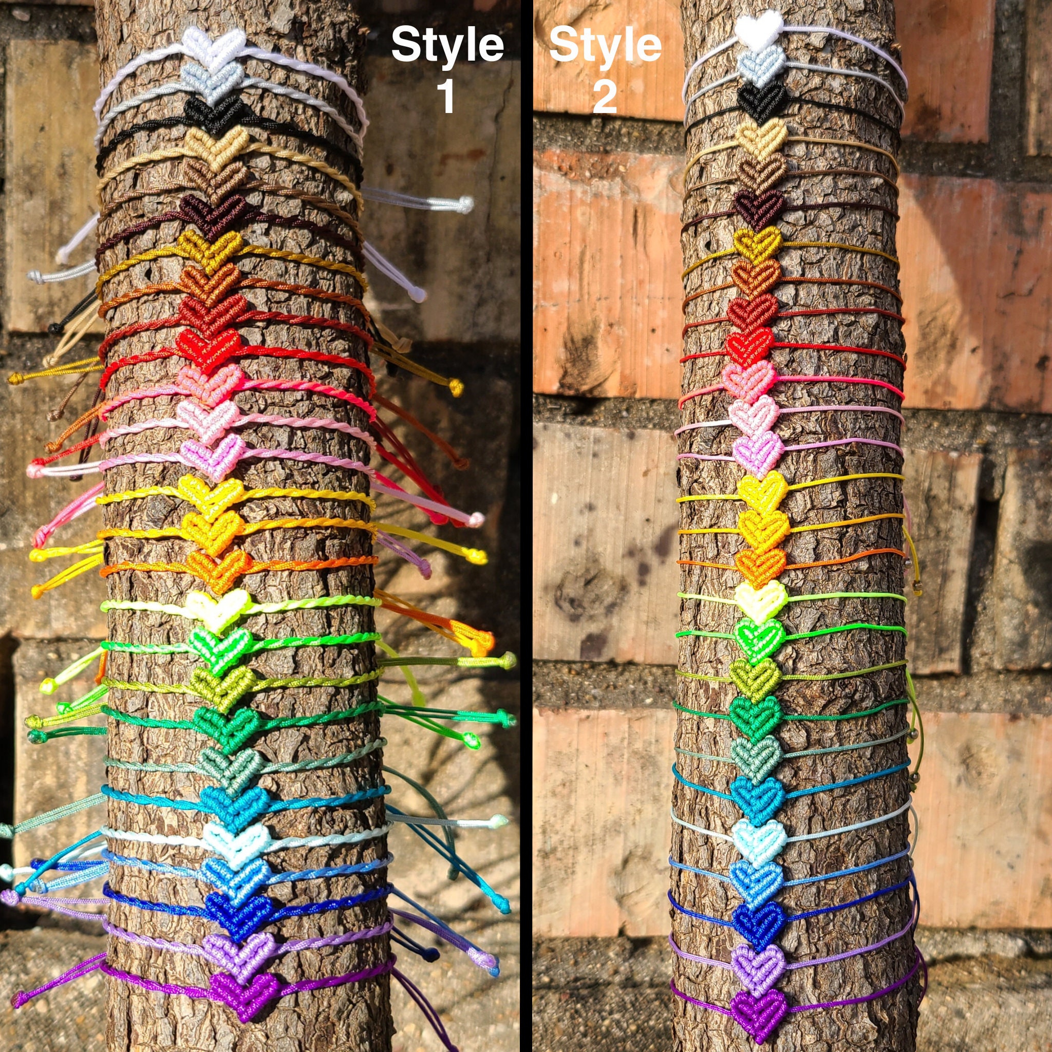 Macrame Heart String Bracelet, Colorful Friendship Bracelets, Dainty ...