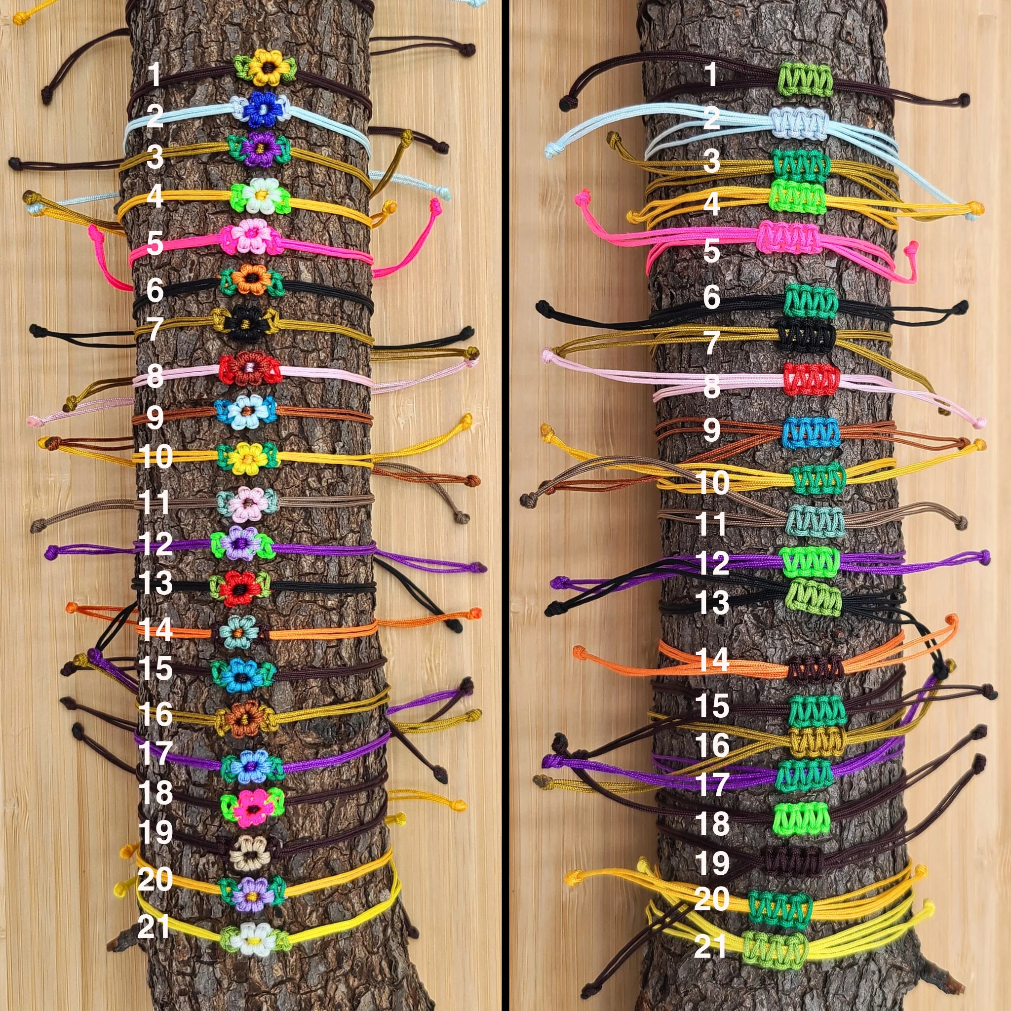 Macrame Flower String Bracelet, Dainty Floral Friendship Bracelets ...