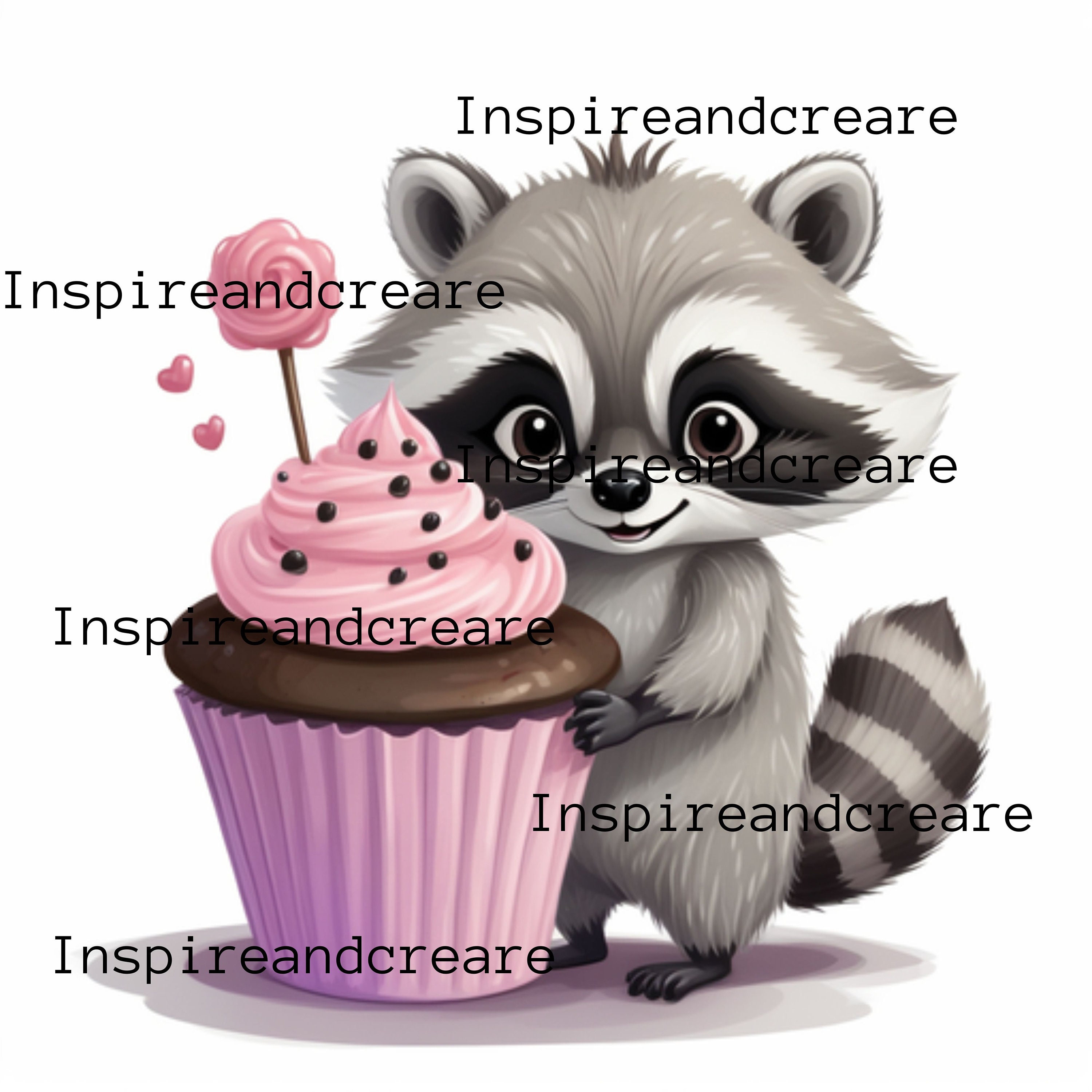 4 Cute Raccoon Clipart PNG, Watercolor Woodland Animals, Baby Animals ...