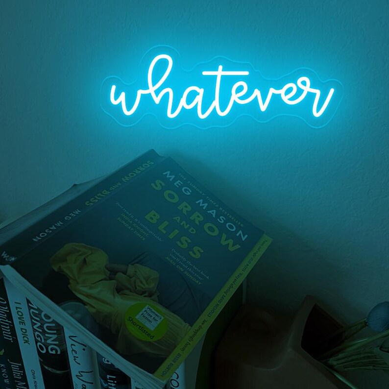 Whatever Neon Sign, Silhouette Fonts Neon Light, Minimalist Wall Art ...