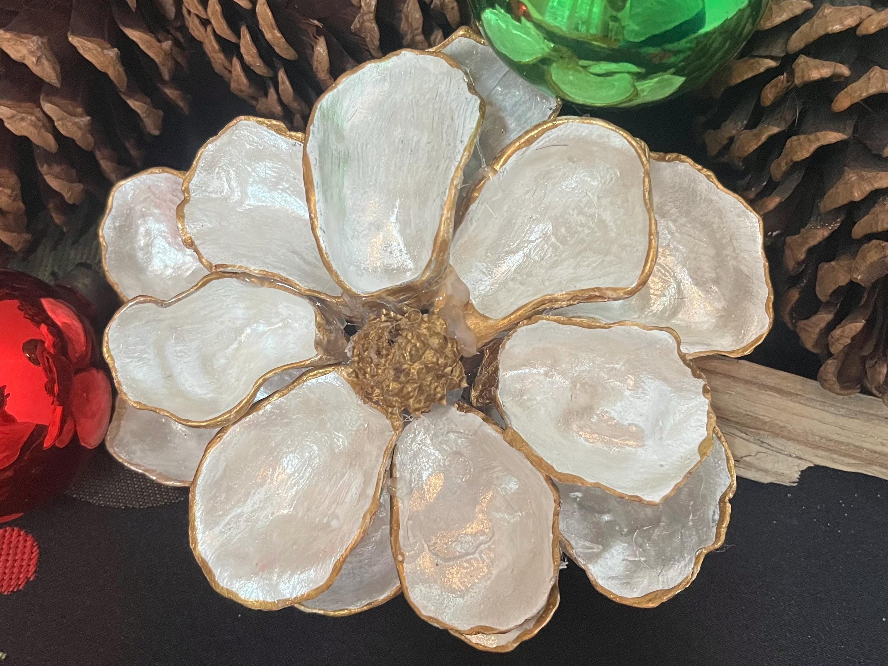 Beautiful Magnolia Flower Decoration Made From Shells, Elegant Coastal ...