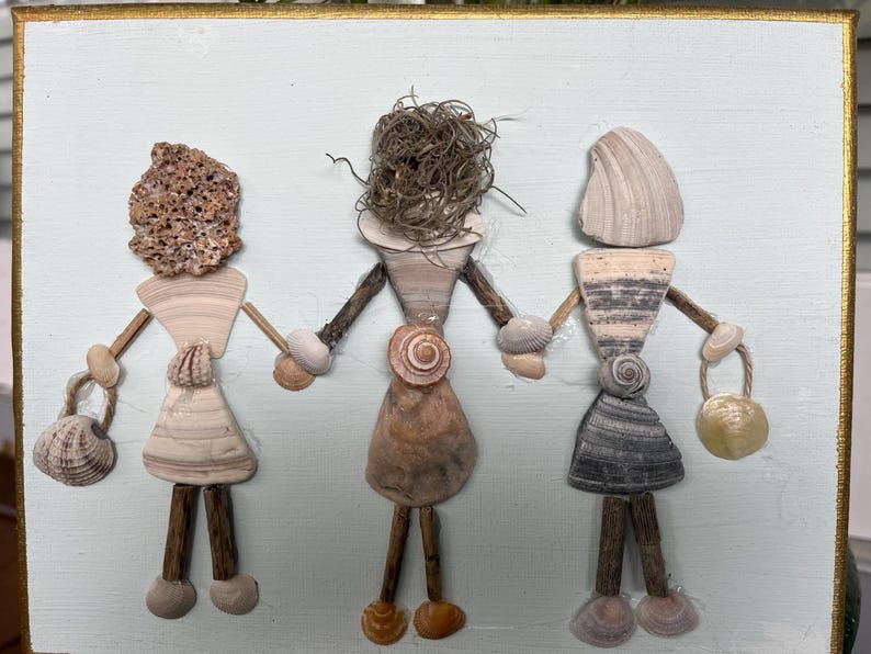 Seashell People Wall Decor, Girls Shell People Art, Sister Gift, Friend ...