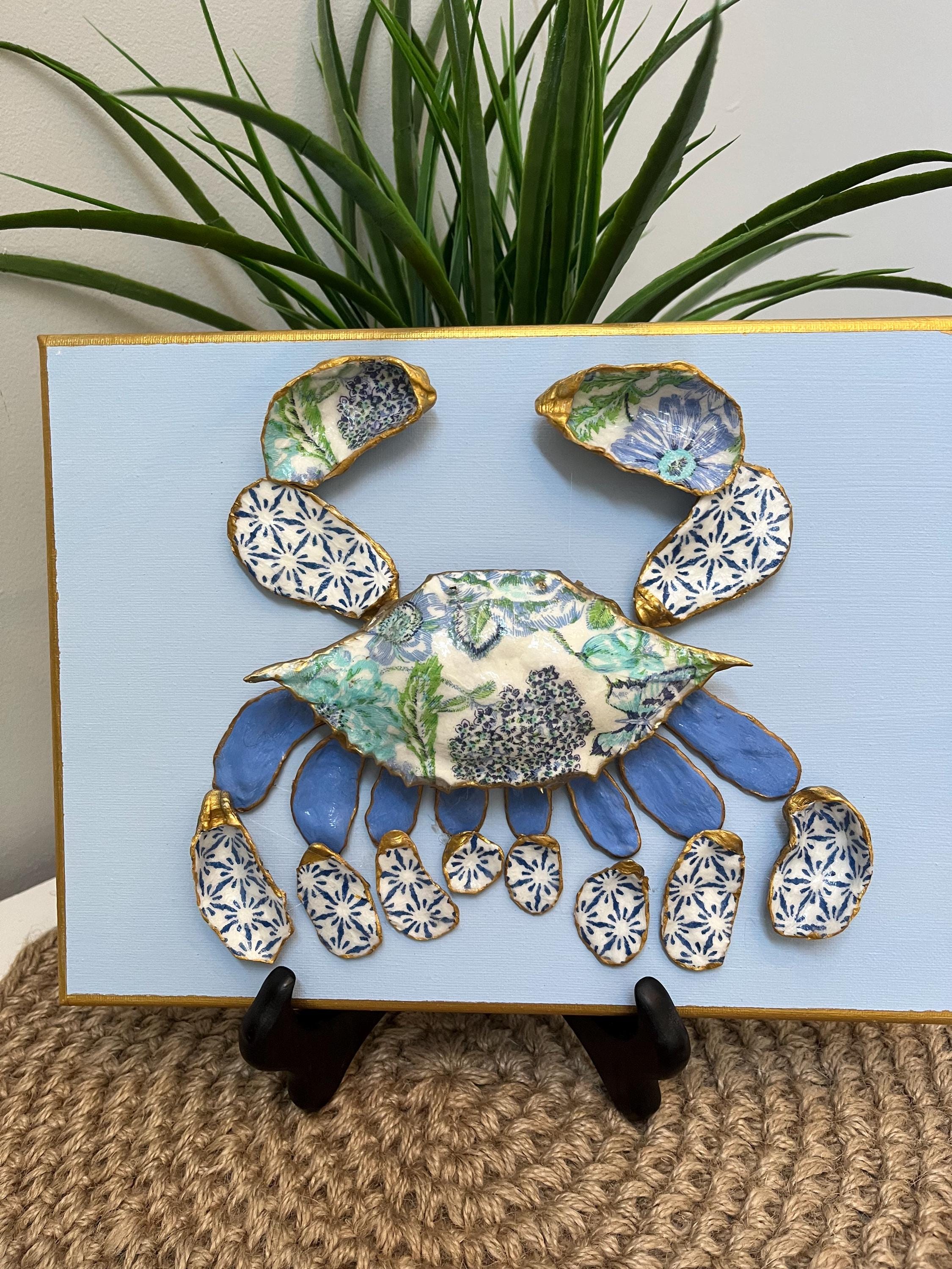 Beautiful Crab Picture Using Decoupaged Shells, Gilded on the Edges ...
