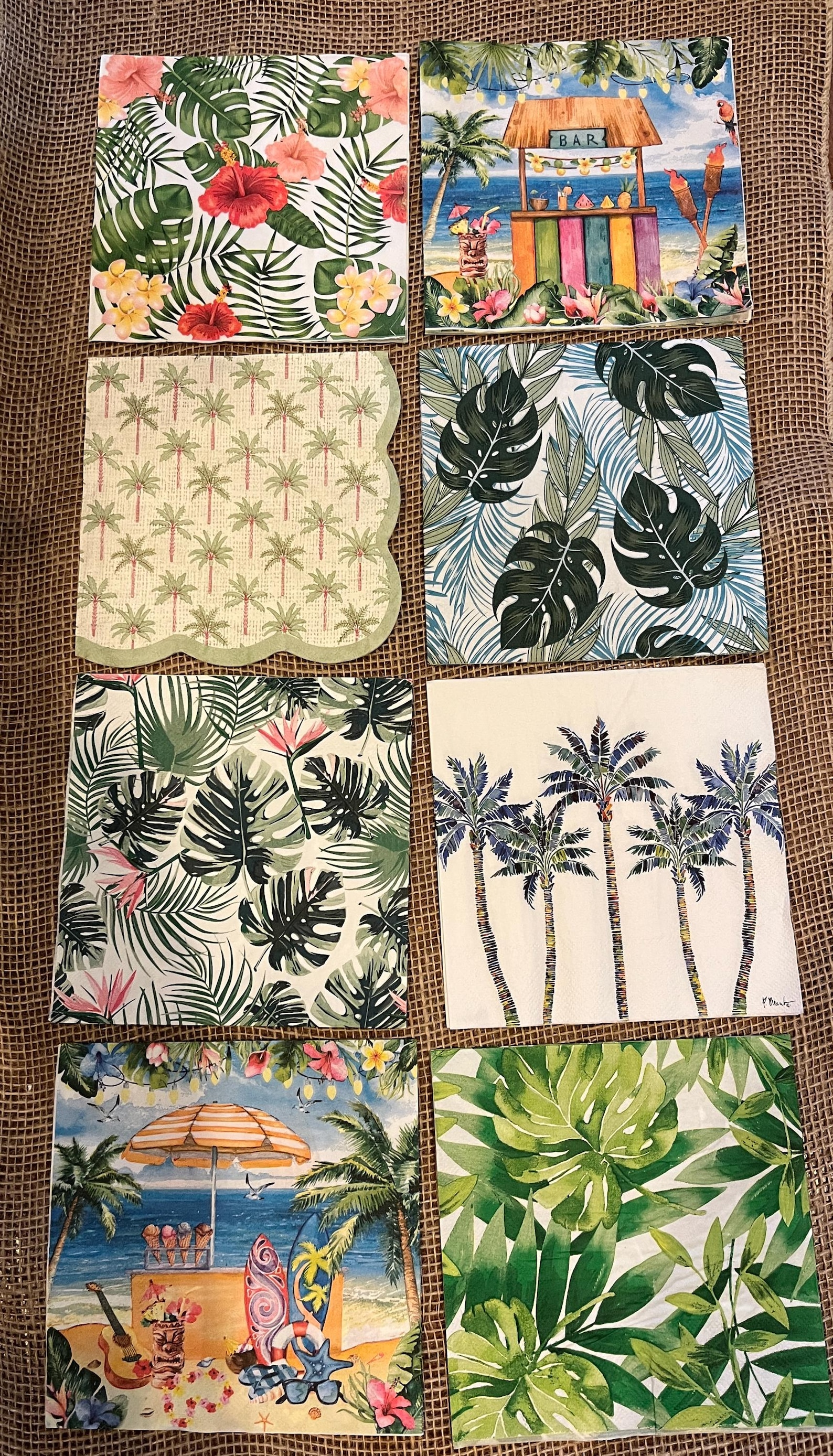 Decoupage Napkin Bundle, 8 Palm Tree Inspired Napkins for Decoupage ...