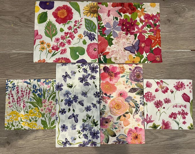 Decoupage Napkin Bundle, 12 Floral Paper Napkins for Decoupage ...