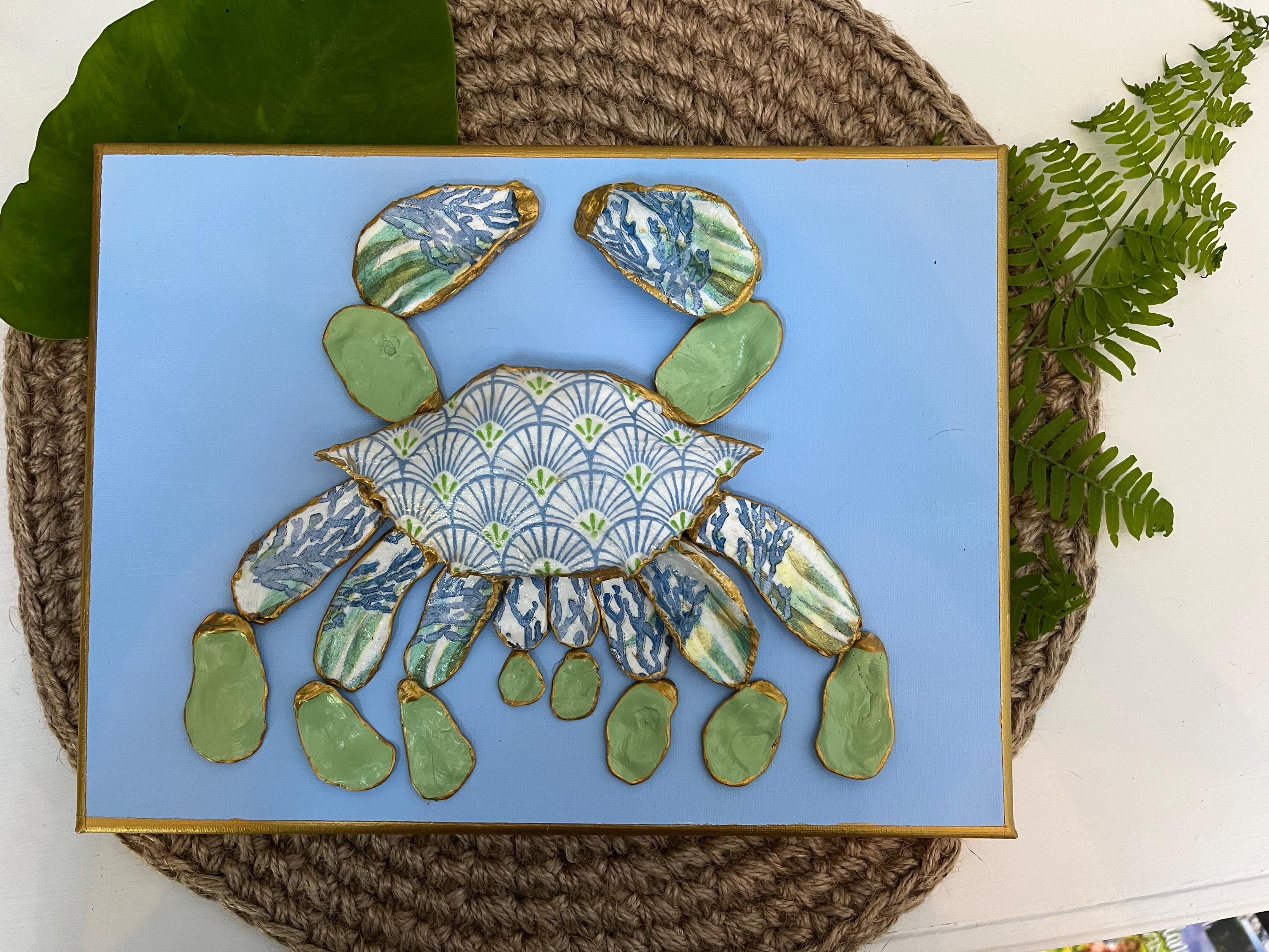 Beautiful Crab Picture Using Decoupaged Shells, Gilded on the Edges ...