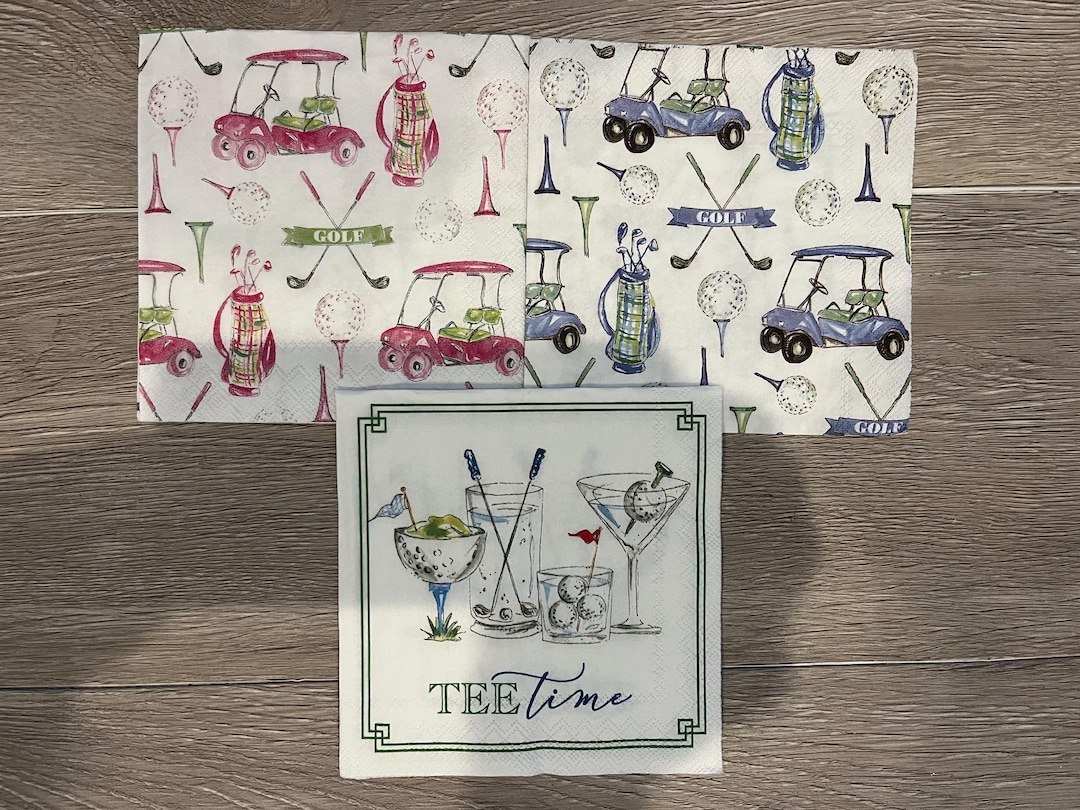 Decoupage Napkin Bundle, 3 Golf Inspired Napkins for Decoupage ...