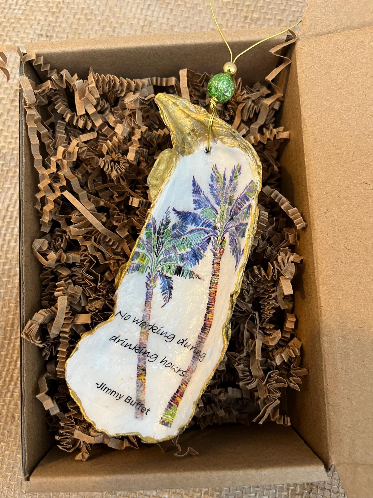Jimmy Buffet Inspired Decoupaged Oyster Shell Ornaments Which Makes the ...