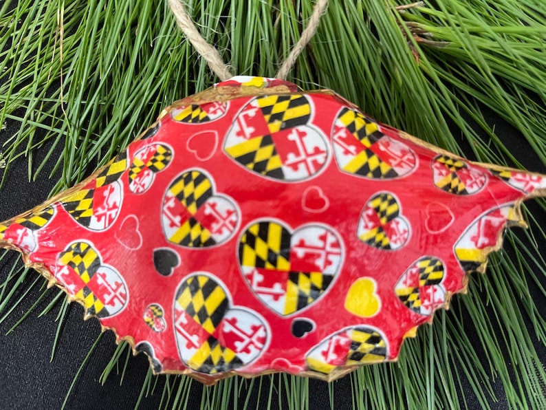 Maryland Themed Crab Shell Christmas Ornament, Decoupaged Crab Shell ...